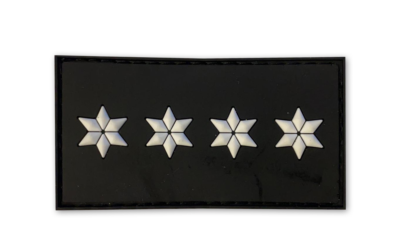 MRBS Rubber Patch POLIZEI Dienstgradabzeichen Polizeihauptkomissar (PHK, 4 weiße Sterne) - 7,5 x ...